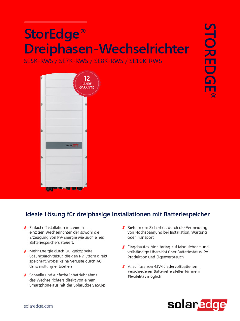 Datenblatt - Wechselrichter - SE5K-SE10K-RWS | PDF
