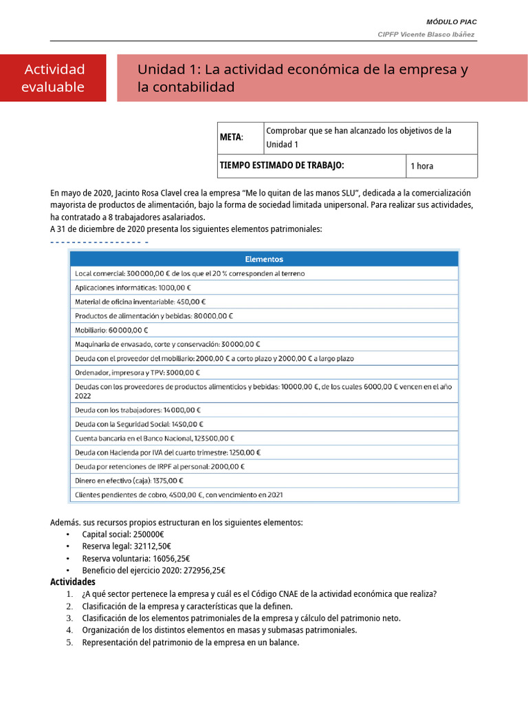 Actividad Evaluable Unidad 1 | PDF