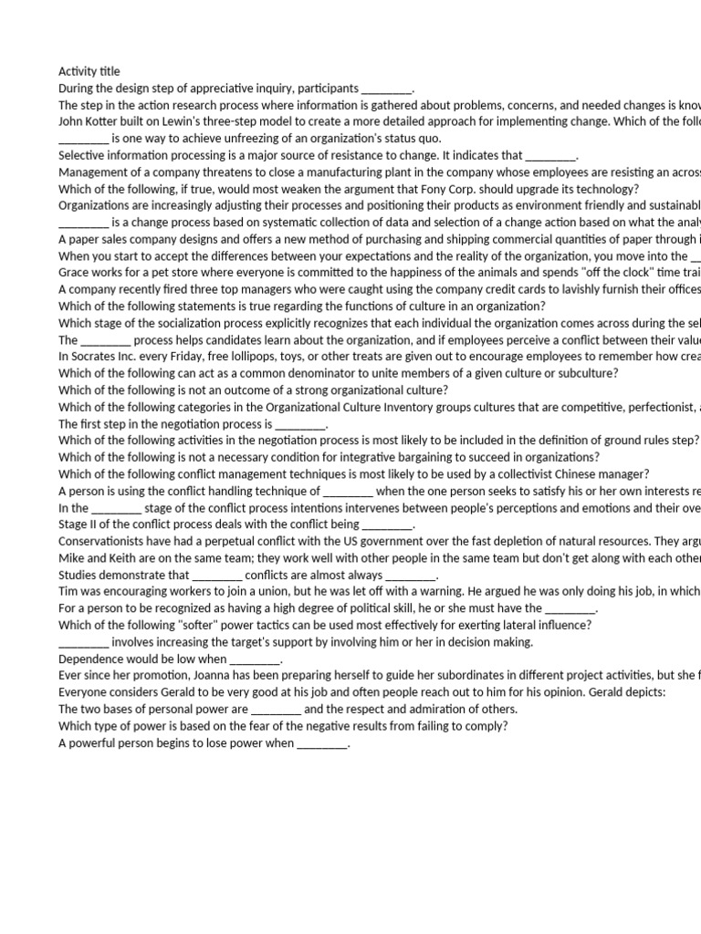Final Exam in Class Review | PDF