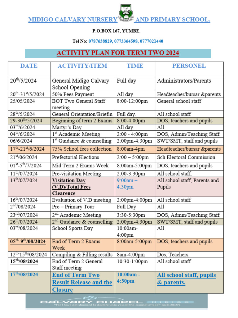 Activity Plan Term Two 2024 - 075440 | PDF