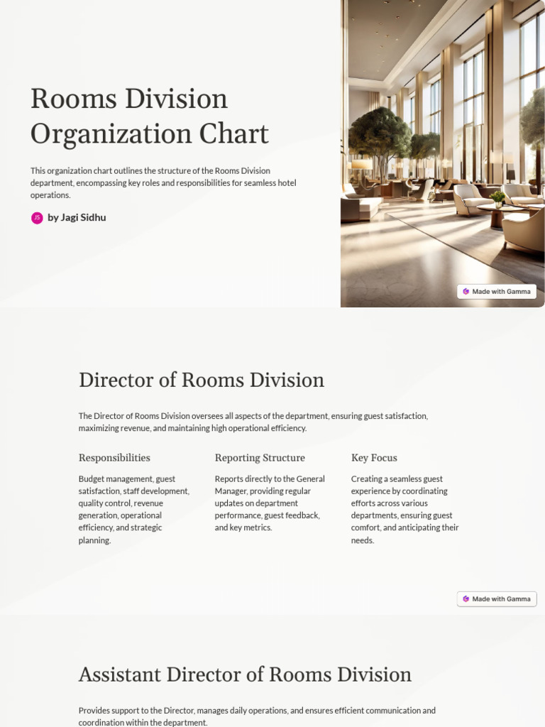 Rooms Division Organization Chart | PDF