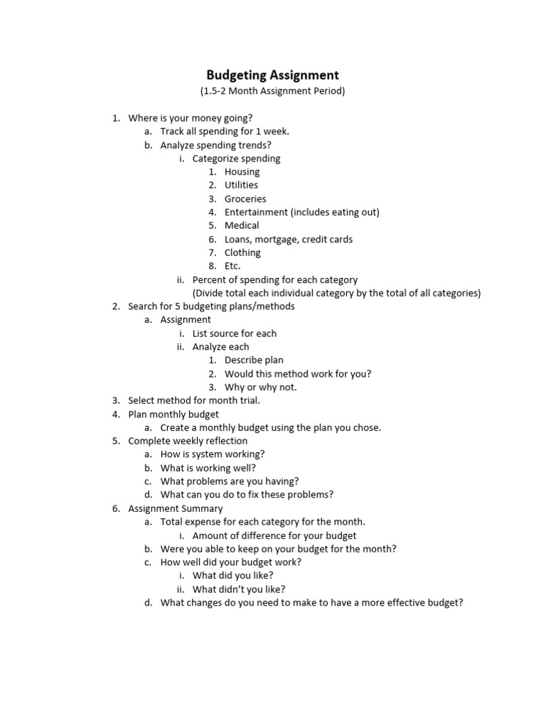 Budgeting Assignment | PDF