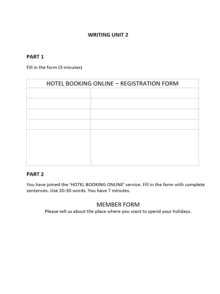 Hotel Booking Online Writing Unit 2 | PDF