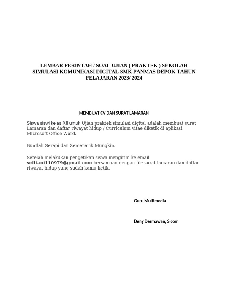 soal praktek simdik | PDF