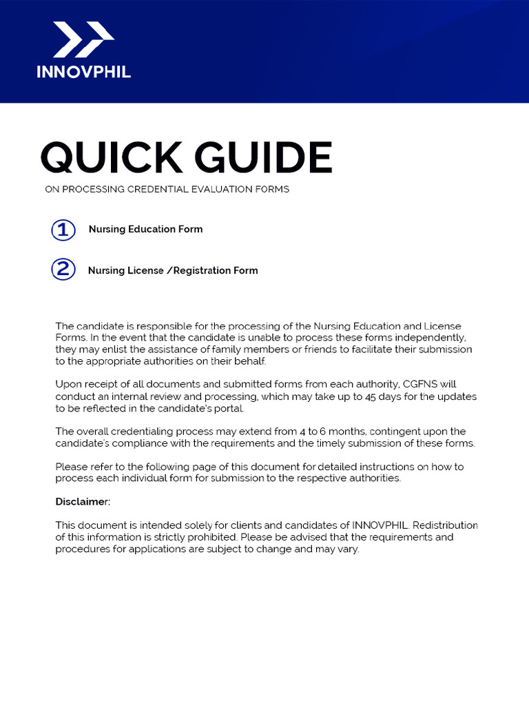 Quick Guide - Credential Evaluation Forms | PDF