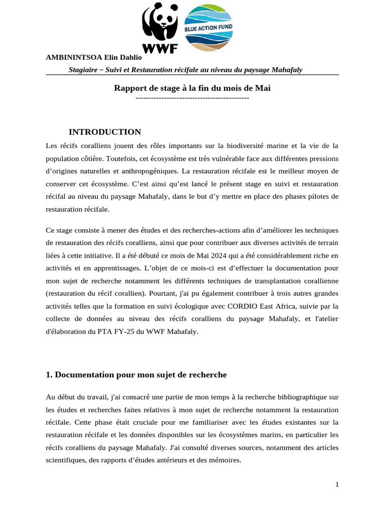 Rapport Mensuel Mai Dahlio | PDF