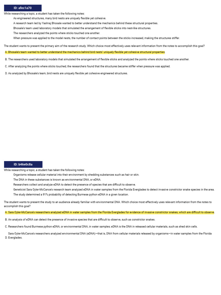 SAT Suite Question Bank - Expression of Ideas Q1-15 | PDF