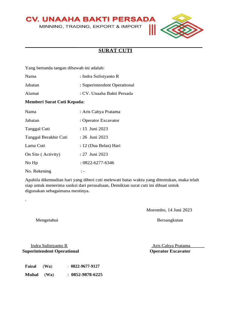 Surat Pak Aris 14-06-2023 | PDF
