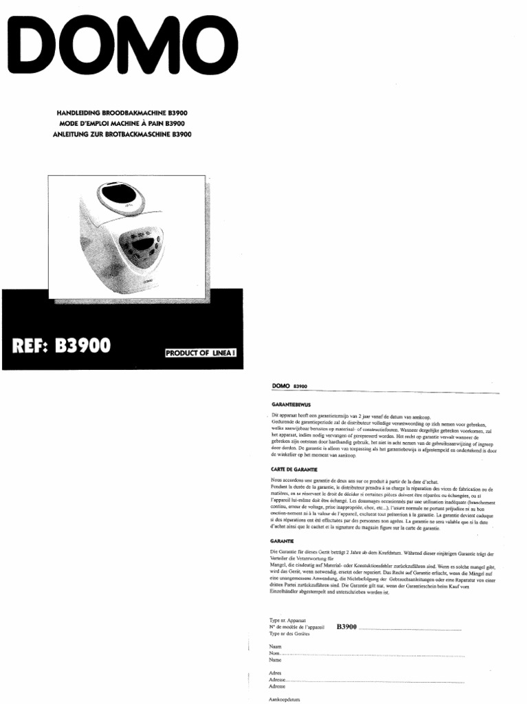 Domo B3900 Bread Maker | PDF