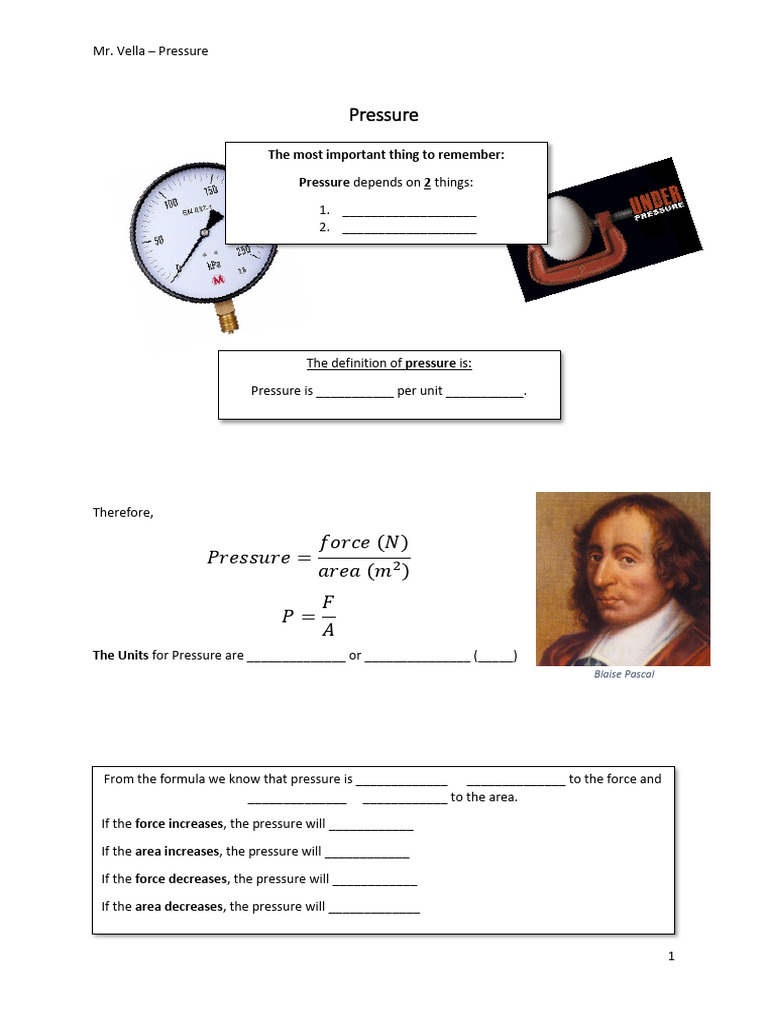 Pressure Student Notes | PDF
