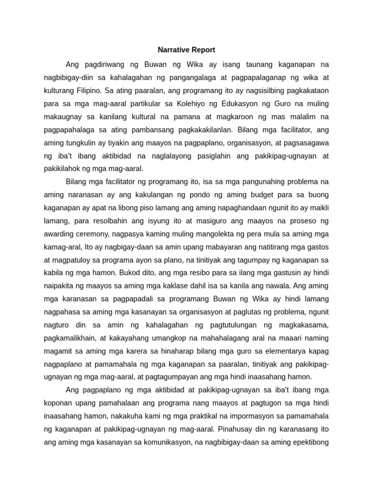 Narrative Report | PDF | Philippines | Career & Growth