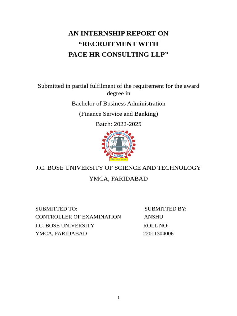 Internship Report (Anshu) | PDF | Recruitment | Human Resources