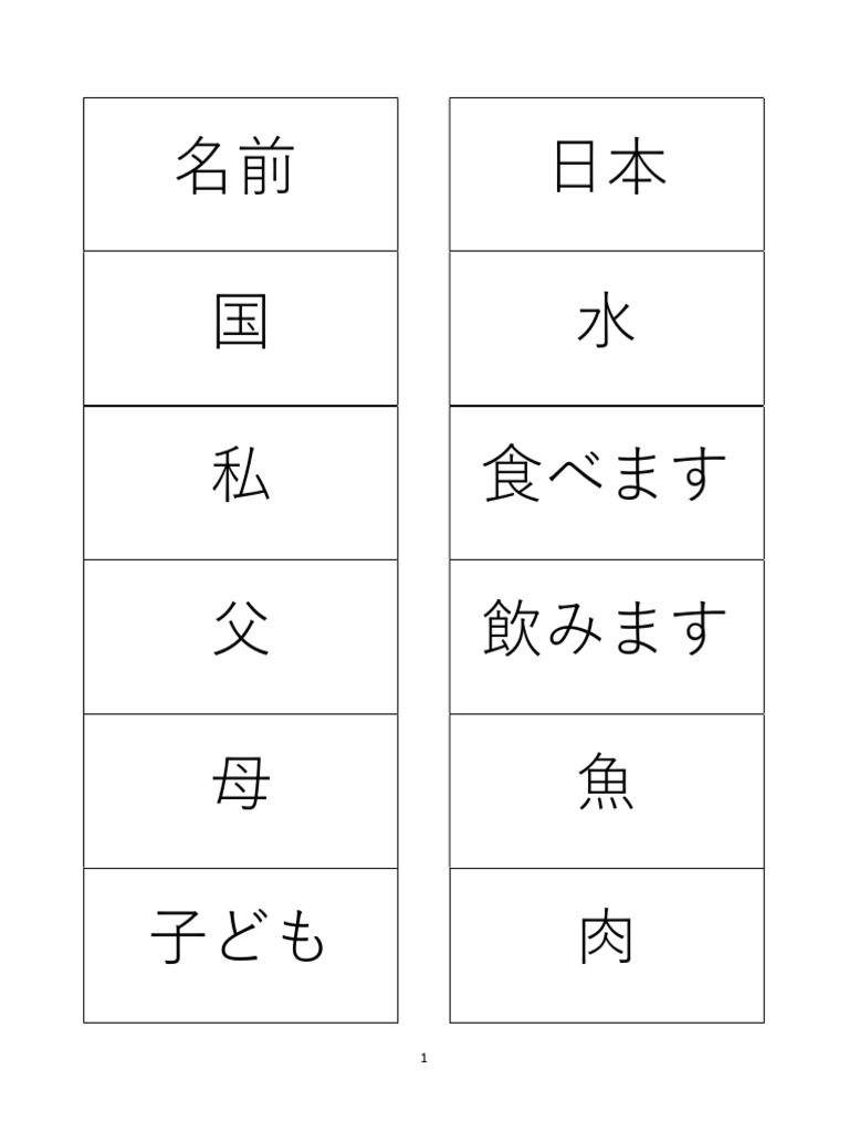 Flash Card Kanji (A1) | PDF