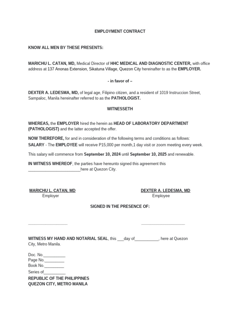 Head of Laboratory Contract | PDF