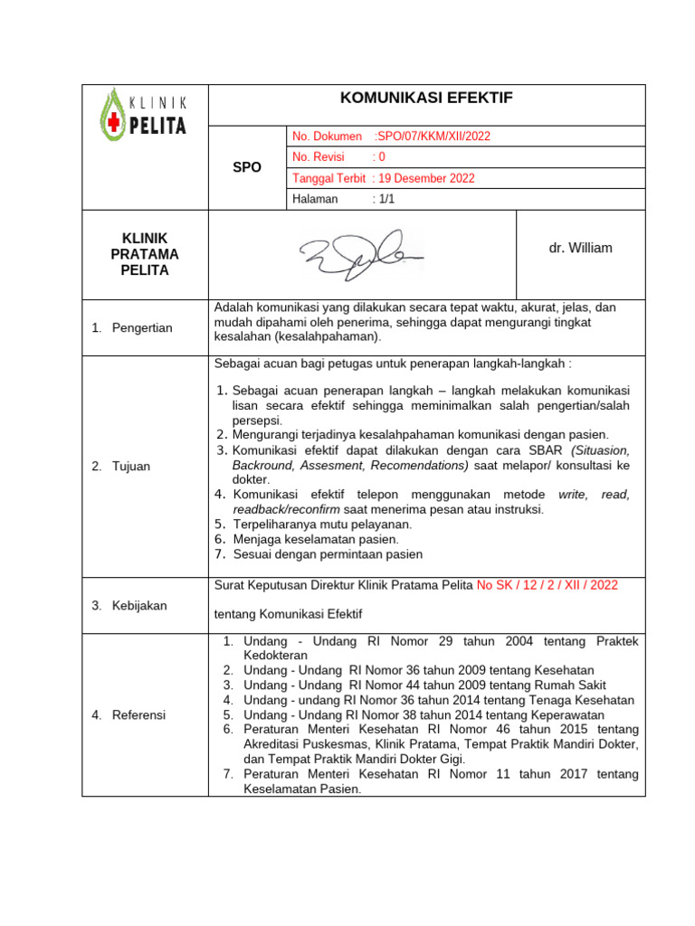 SPO KOMUNIKASI EFEKTIF | PDF