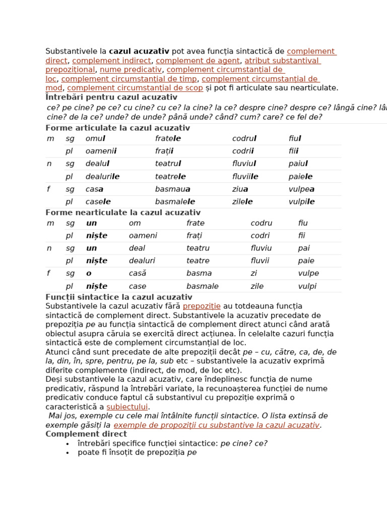 Substantivele in Acuzativ | PDF