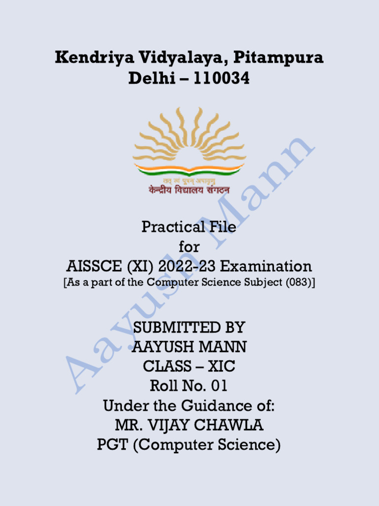 Practical File Ayush | PDF