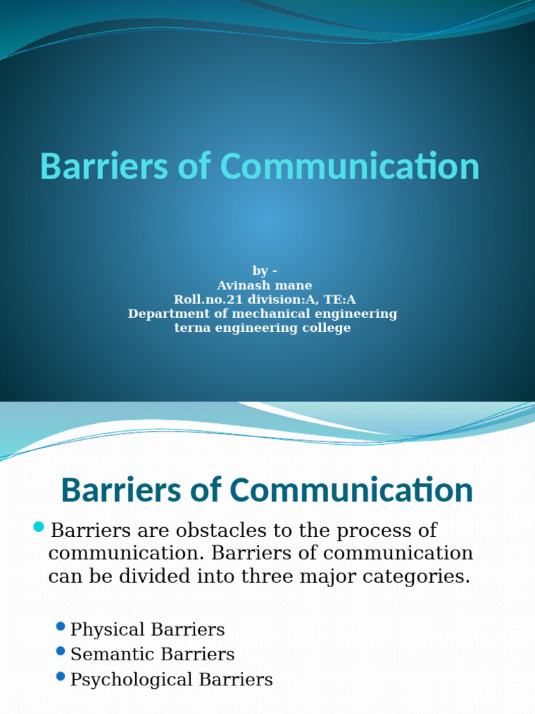 Barrier To Communication | PDF