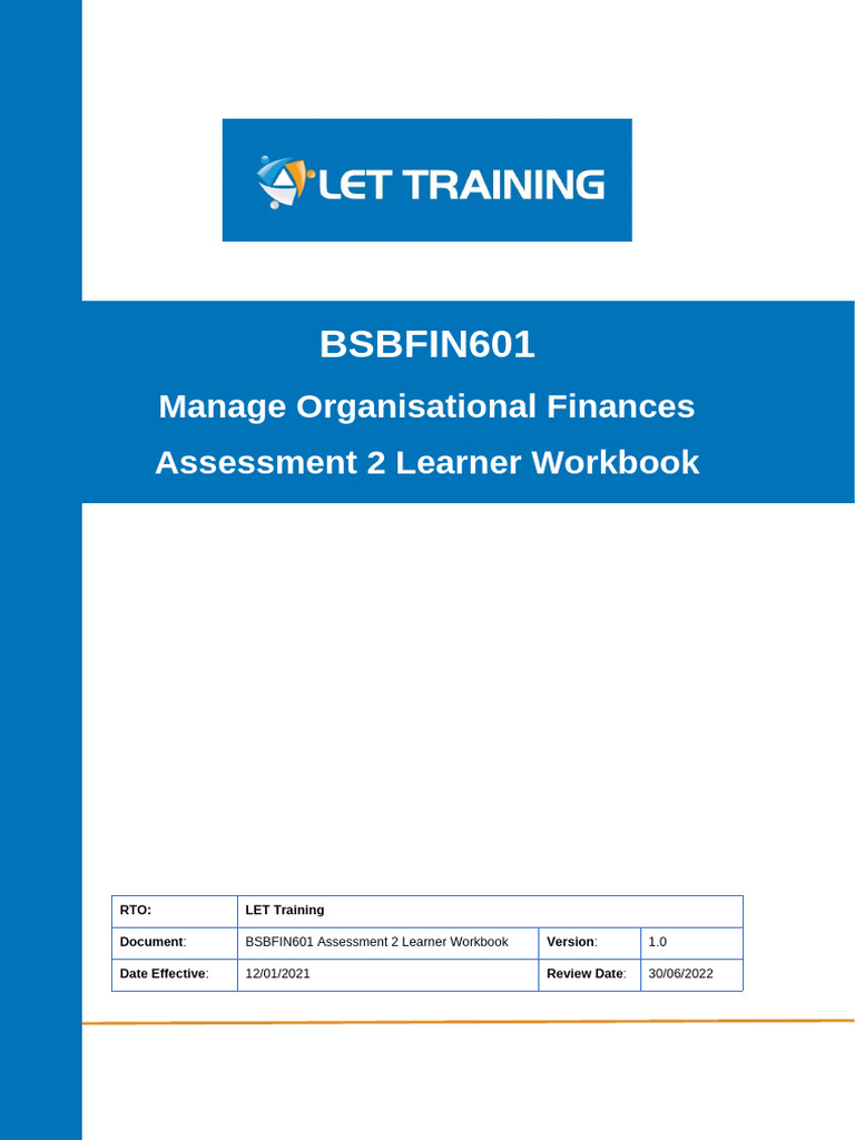 02 BSBFIN601 Assessment 2 Practical Project v1.0 20210112 | PDF