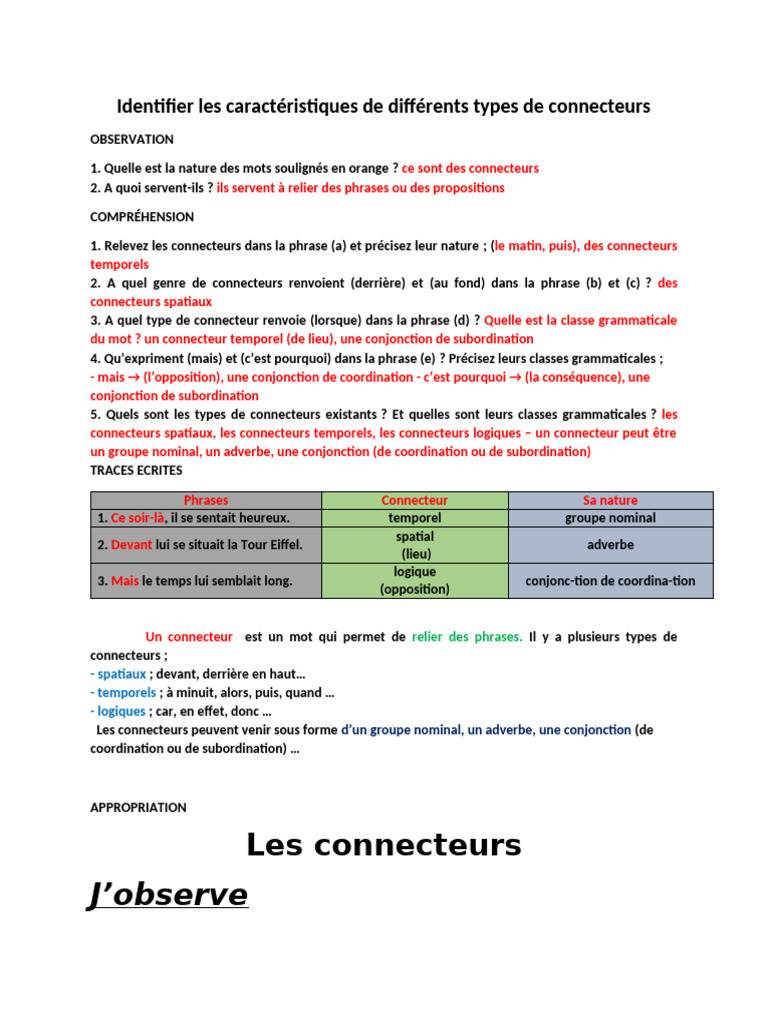 Les Connecteurs | PDF