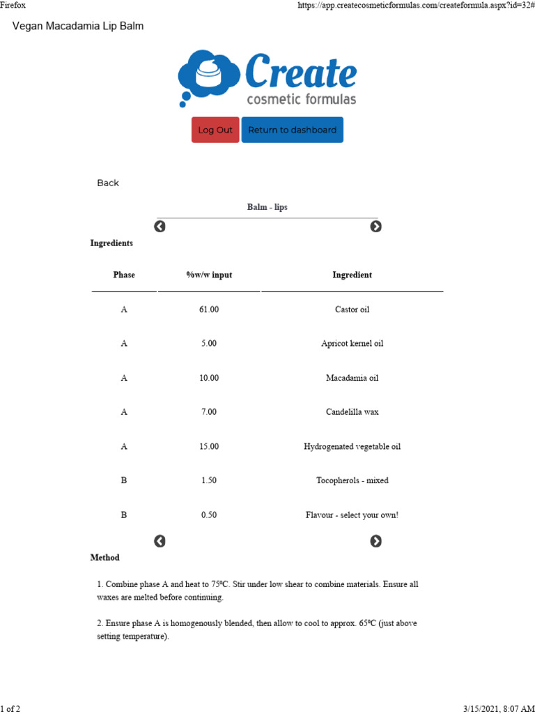 Vegan Macadamia Lip Balm | PDF