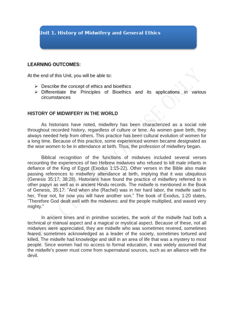 Unit-1 Midwifery | PDF
