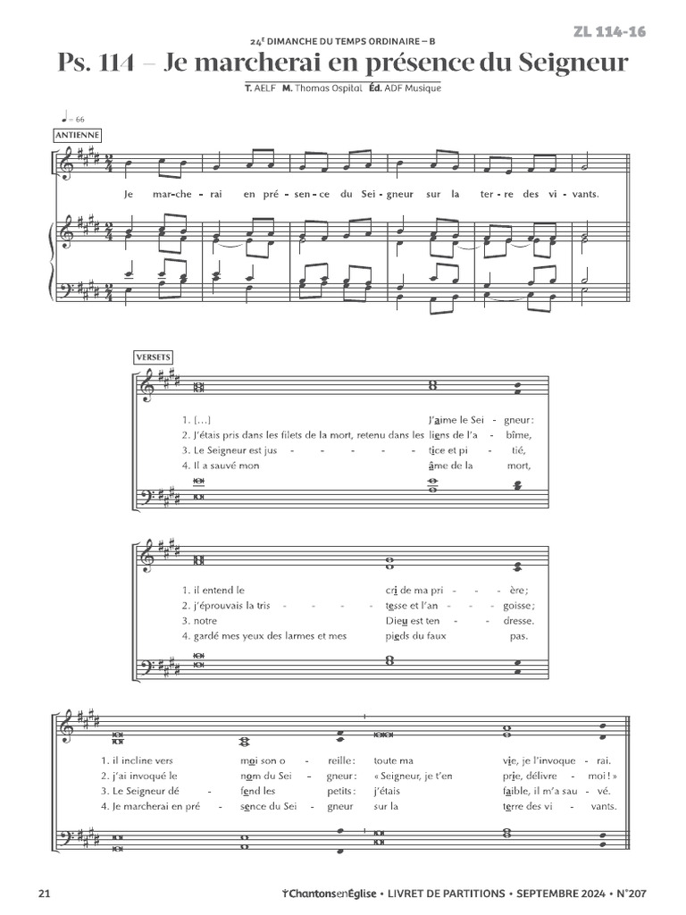 Psaume 115 Je Marcherai en Présence Du Seigneur 2 | PDF