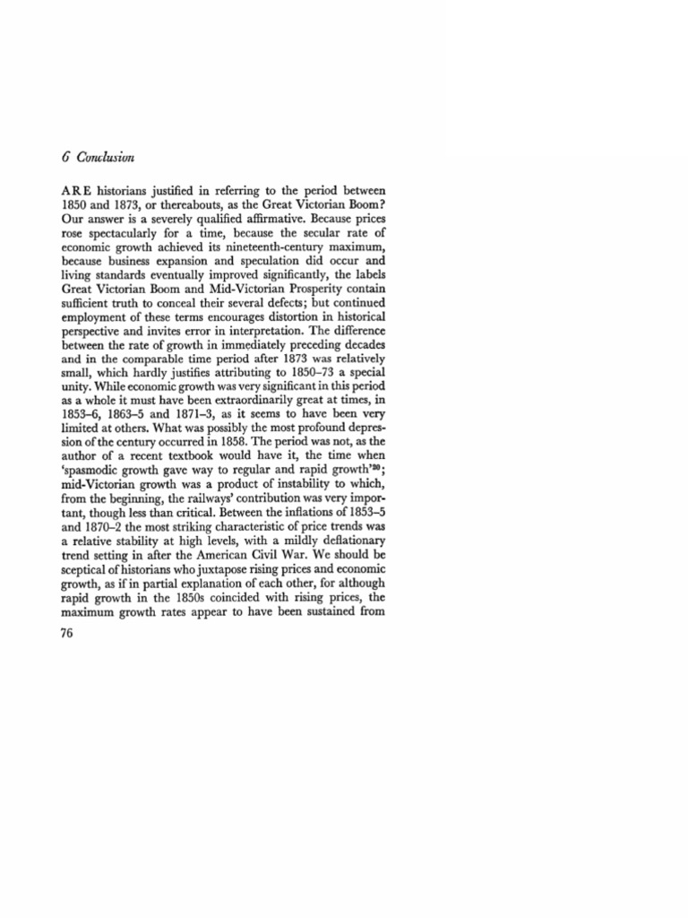 Conclusions Chapter Six The Great Victorian Boom R A Church | PDF