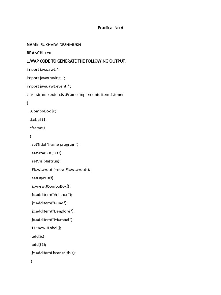 Practical No 6 | PDF