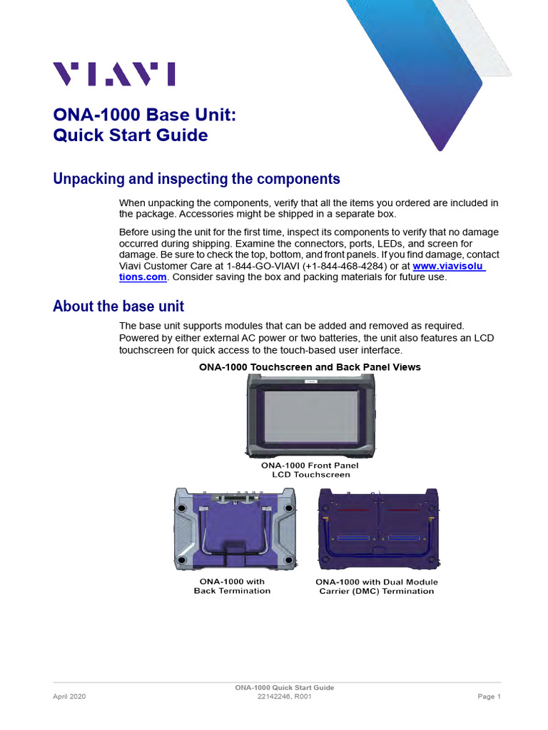ONA 1000 Quick Start | PDF
