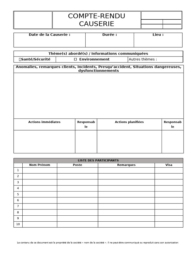 Causerie Chantier Exemple | PDF