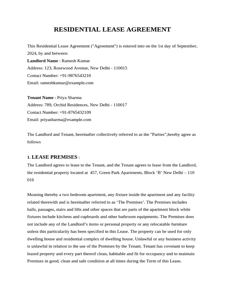Residential Lease Agreement-1 | PDF