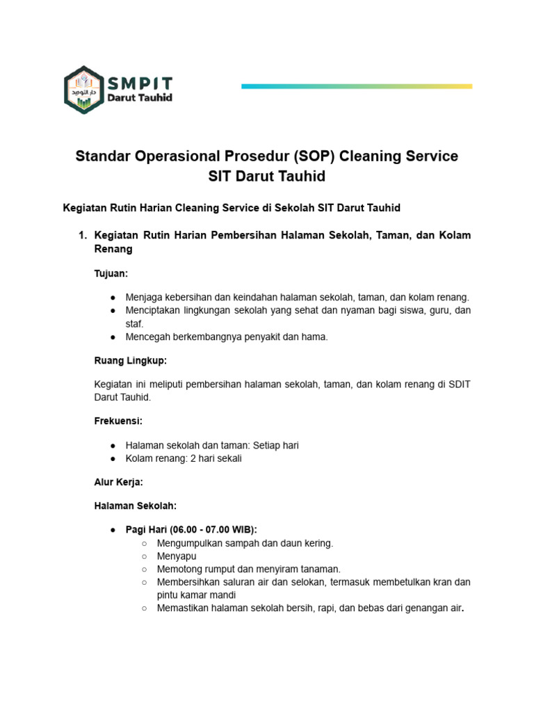SOP Cleaning Service | PDF