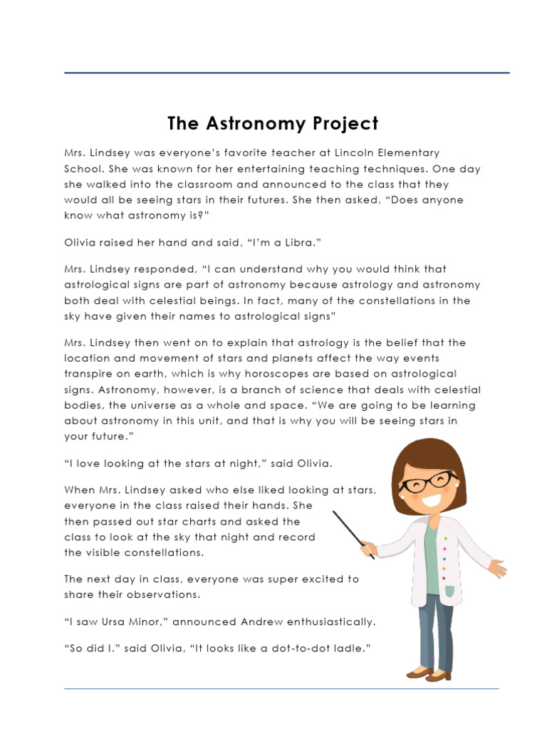 5th Grade 5 Reading Astronomy Project | PDF