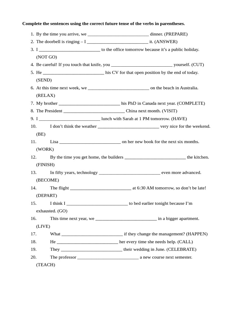 Future tenses revision | PDF