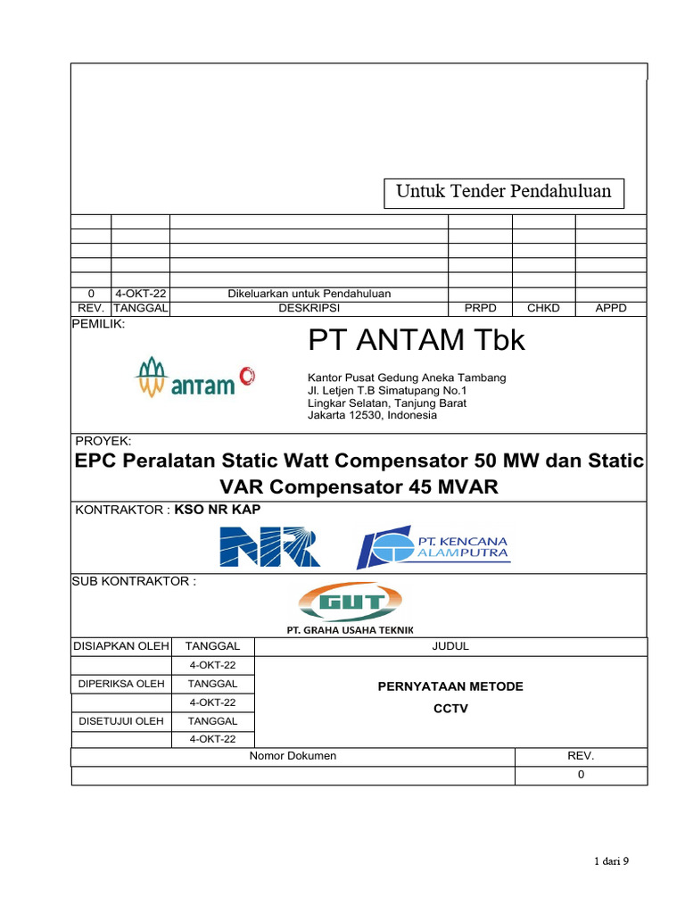 Method Statement Cctv Installation Id Pdf