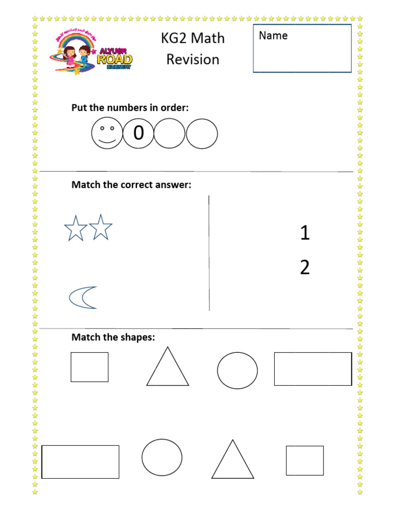 Math Revision kg2 | PDF