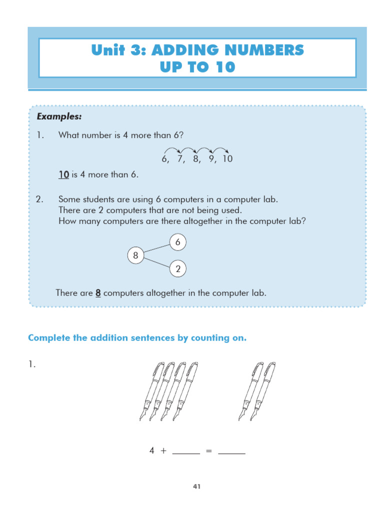 Unit 3: Adding Numbers UPTO10: Examples | PDF
