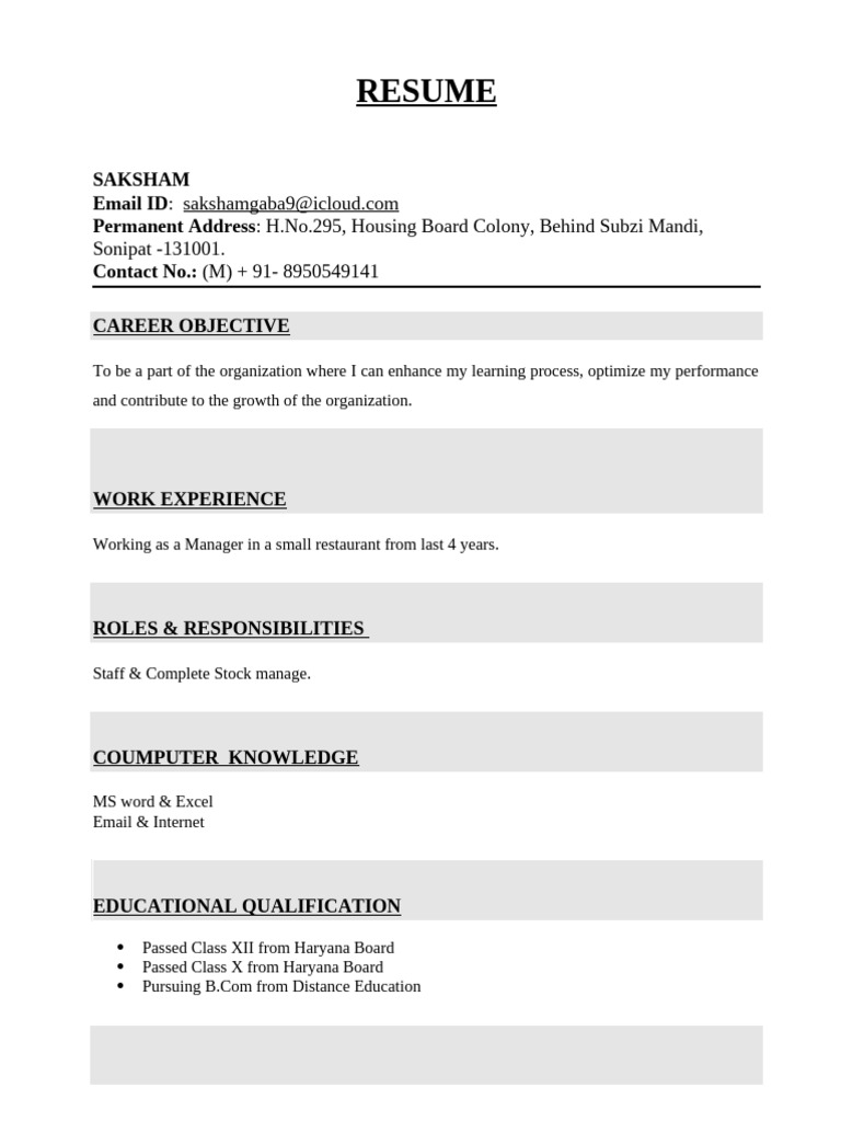 Saksham CV | PDF