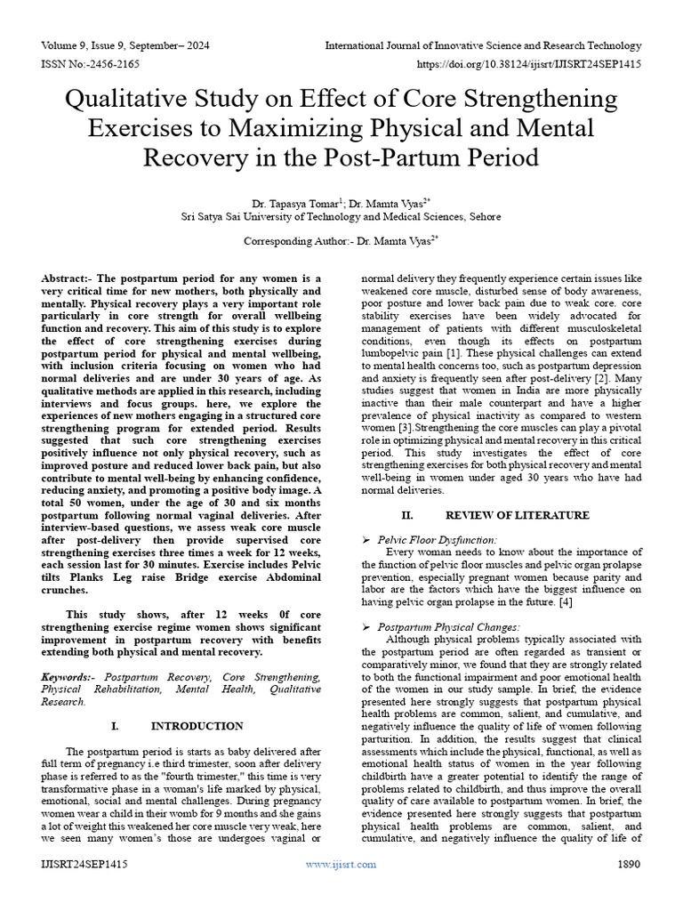 Qualitative Study on Effect of Core Strengthening Exercises to ...