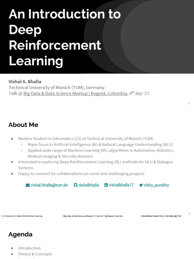 An Introduction To Deep Reinforcement Learning: Vishal A. Bhalla | PDF