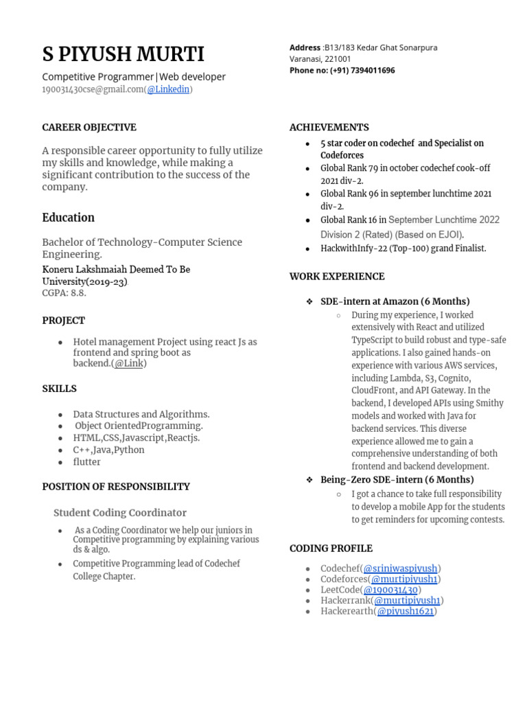 Piyush Resume | PDF