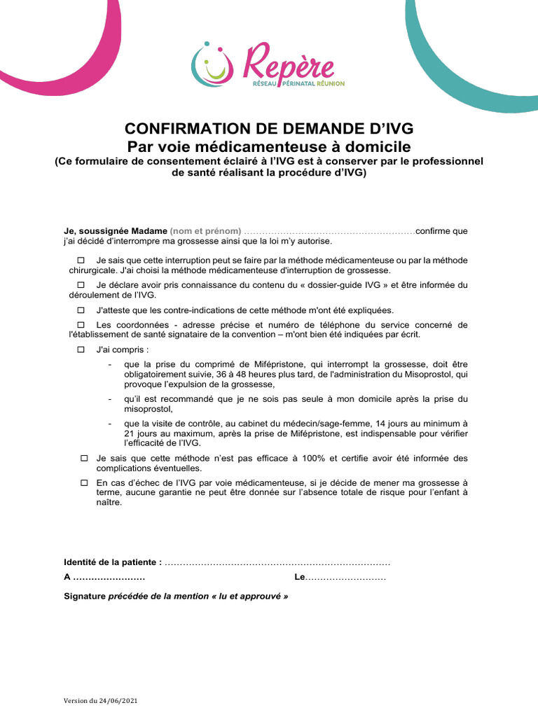 Ivg - Formulaire de Consentement Ivgm en Ville - 24062021 1 | PDF