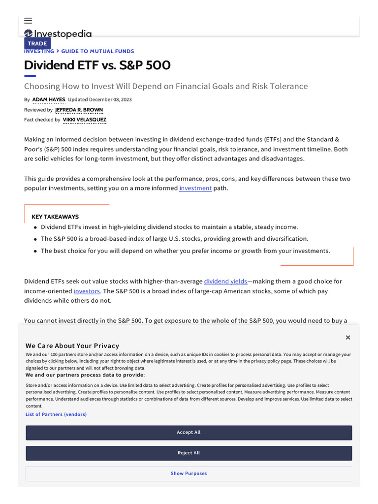 WWW Investopedia Com Dividend Etf Vs S and P 500 7968097 | PDF | Mutual ...