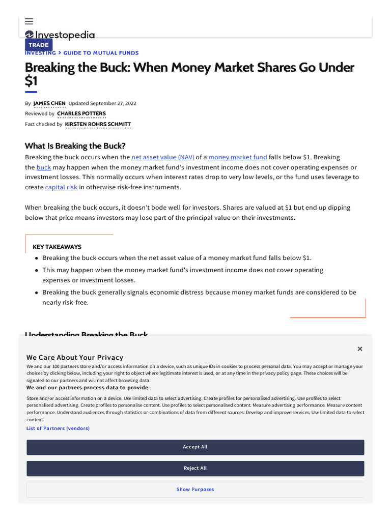 WWW Investopedia Com Terms B Breaking The Buck ASP | PDF | Money Market ...