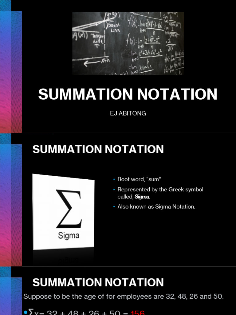 TOPIC 6 - SUMMATION NOTATION | PDF