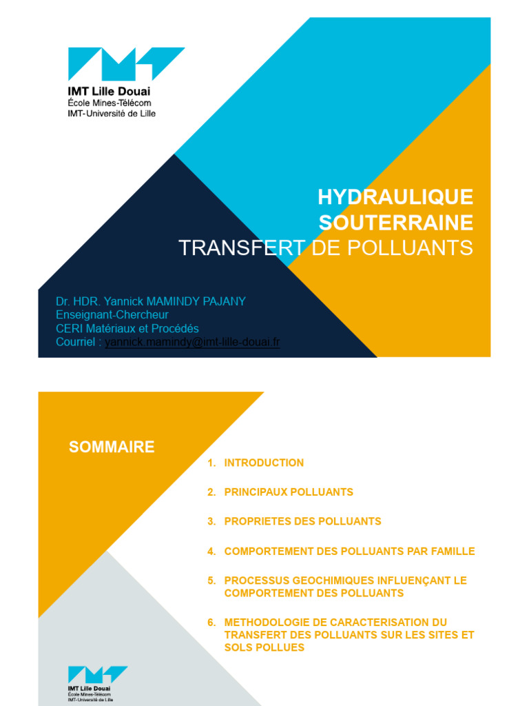 Cours HS - Transfert de Polluants | PDF