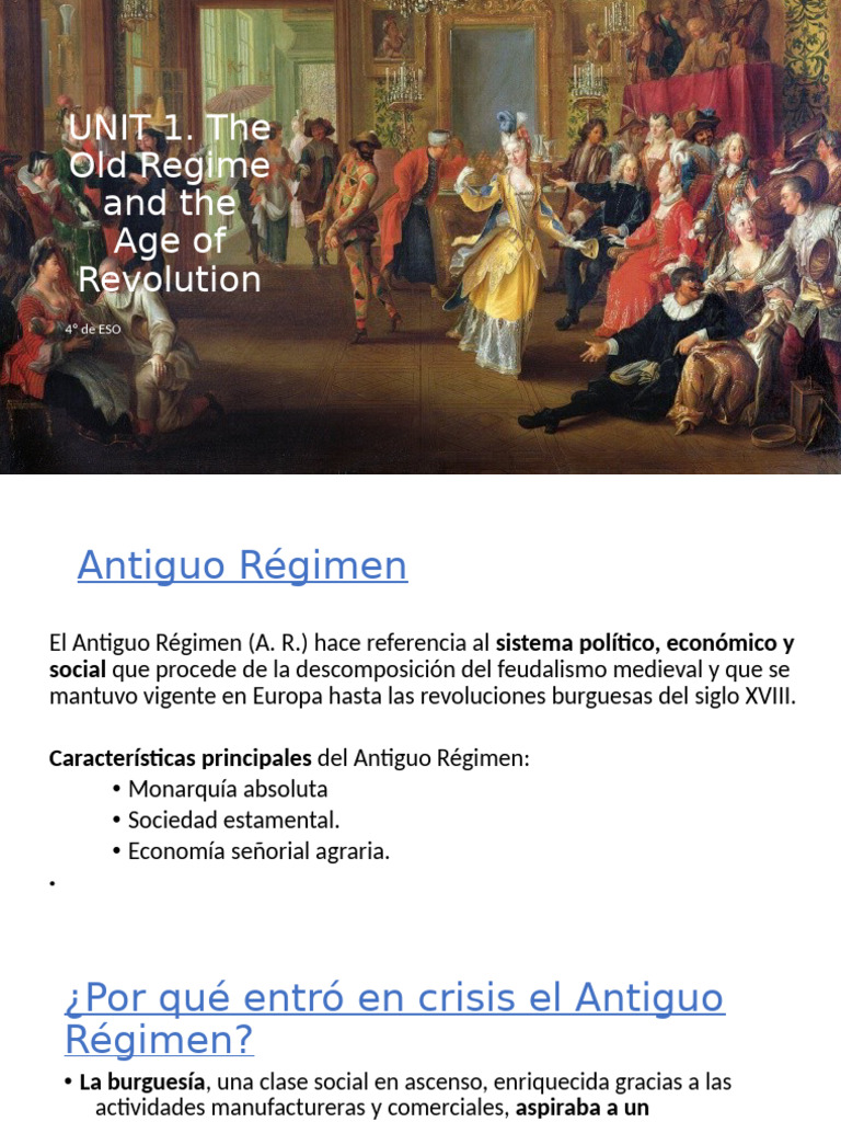 Unit 1. The Old Regime and The Age of Revolution | PDF