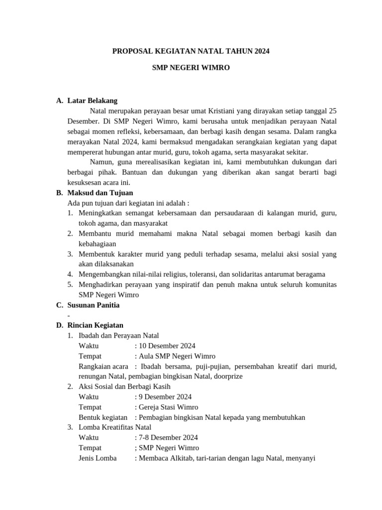 Proposal Kegiatan Natal Tahun 2024 - 100003 | PDF