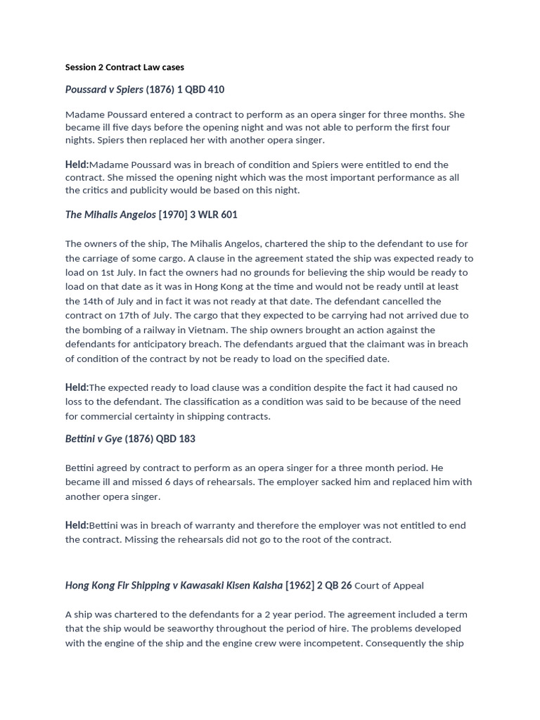 Session 2 Contract Law Cases | PDF | Common Law | Law